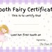 First Tooth Tooth Fairy Milestone Tooth Fairy Certificate First Tooth ...