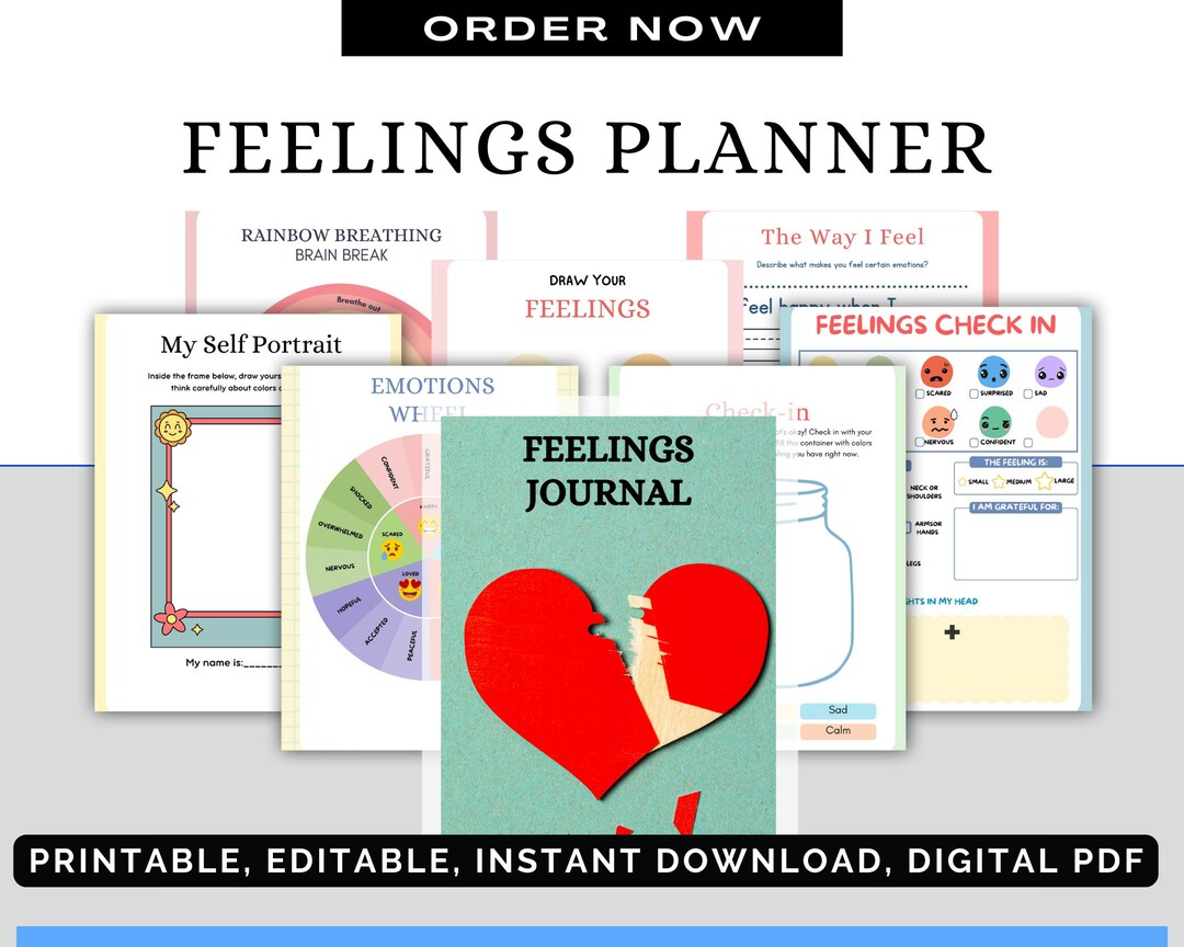 Feelings Planner and Mood Tracker | Daily Emotional Wellness Journal ...