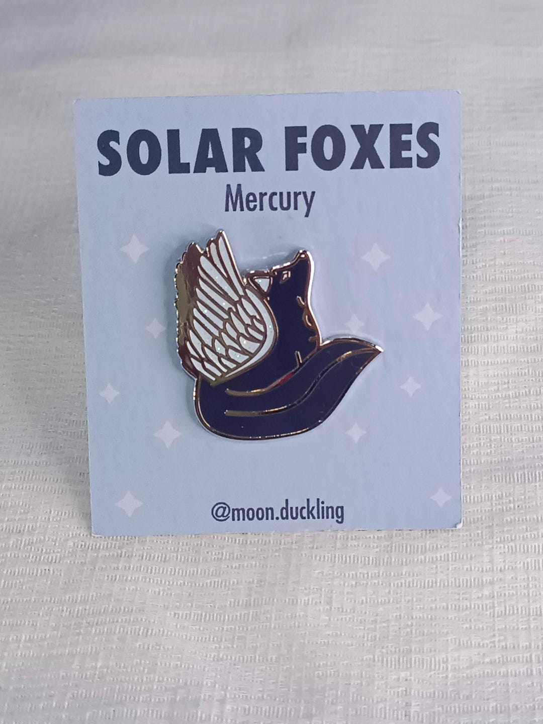 Solar Fox: Mercury – Silver Plated Enamel Pin - Etsy