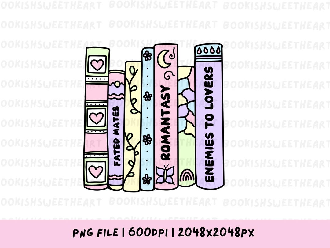 Romantasy Book Stack PNG Fated Mates Enemies to Lovers PNG Design ...