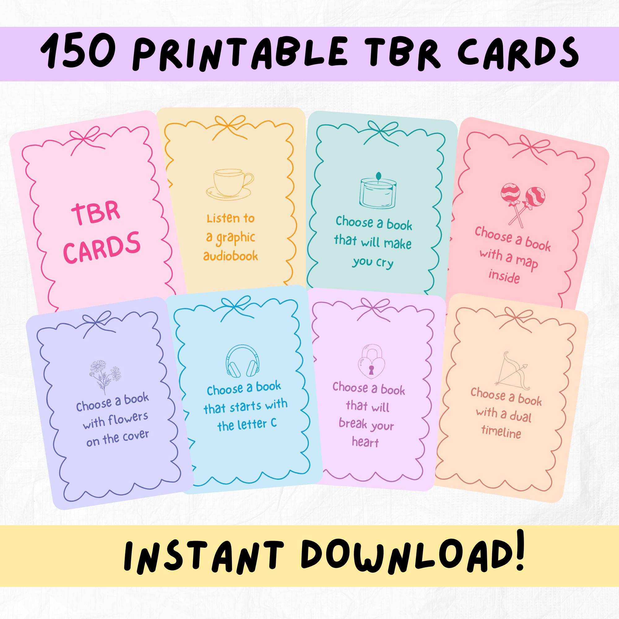 Printable TBR Cards, Cute Bookish TBR Prompts, Diy Book Lover Gift, TBR ...