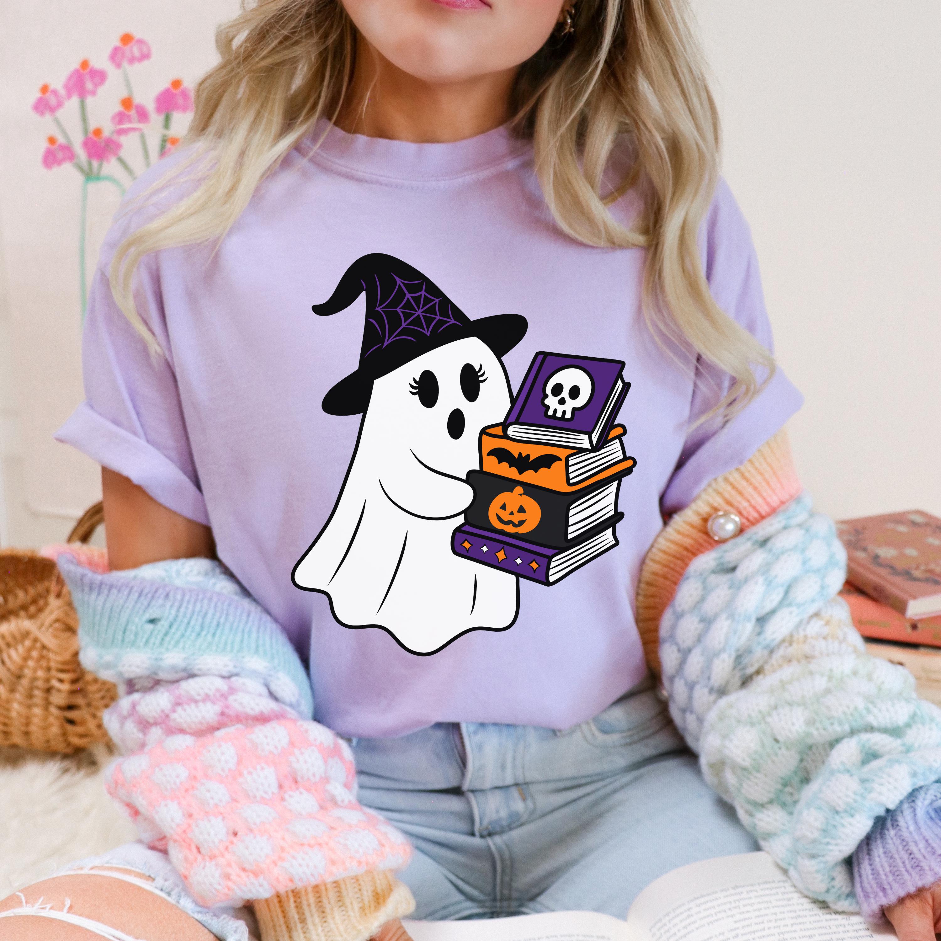 Bookish Halloween Ghost PNG, Book Lover Spooky Season Kindle Sticker ...