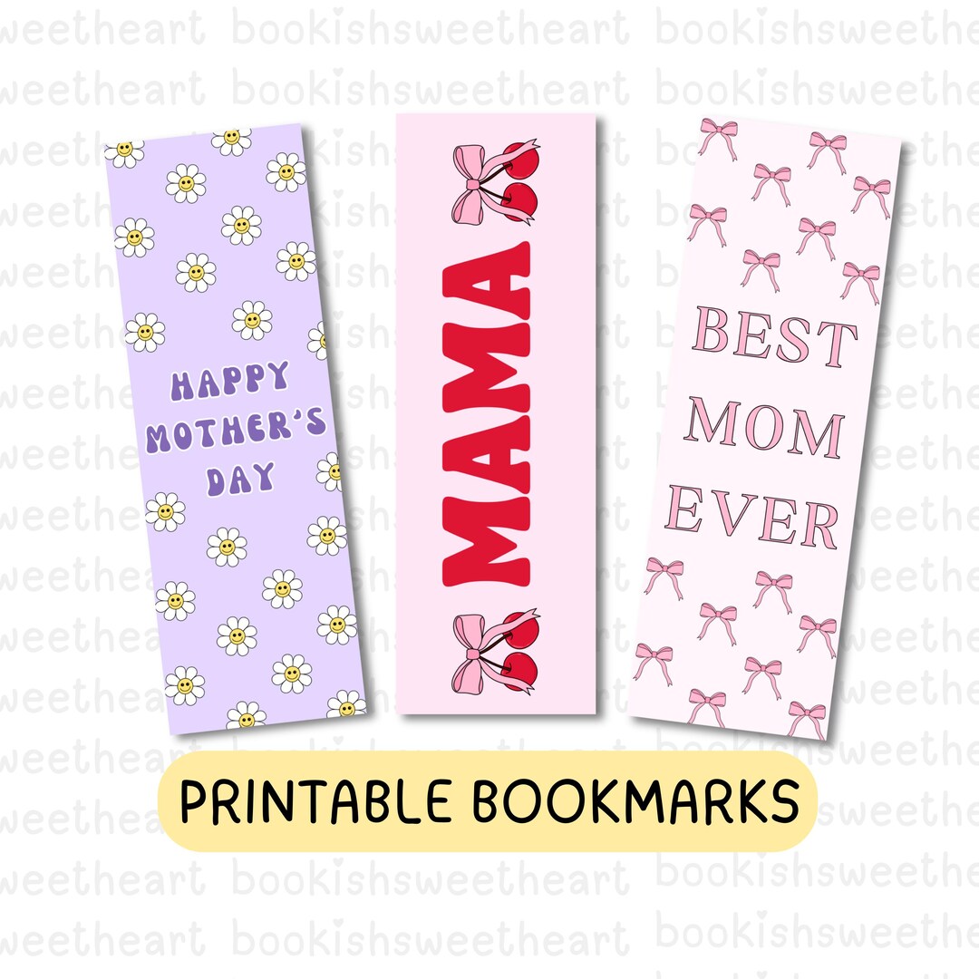 Cute Mom Bookmark Printable, Digital Floral Mom Bookmark, Bookish Mom ...