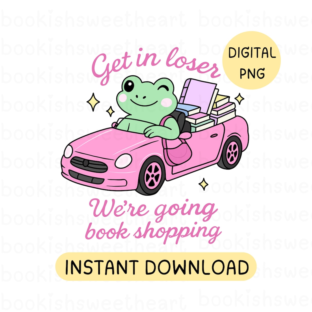 Frog Book Shopping PNG File, Cute Trendy Bookish Frog Clipart Design ...