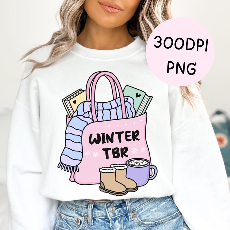 Winter TBR Bookish PNG: Book Lover Clipart, Girly Designs for Stickers ...