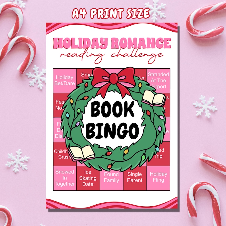 Christmas Romance Book Bingo Printable, Holiday Reading Challenge TBR ...