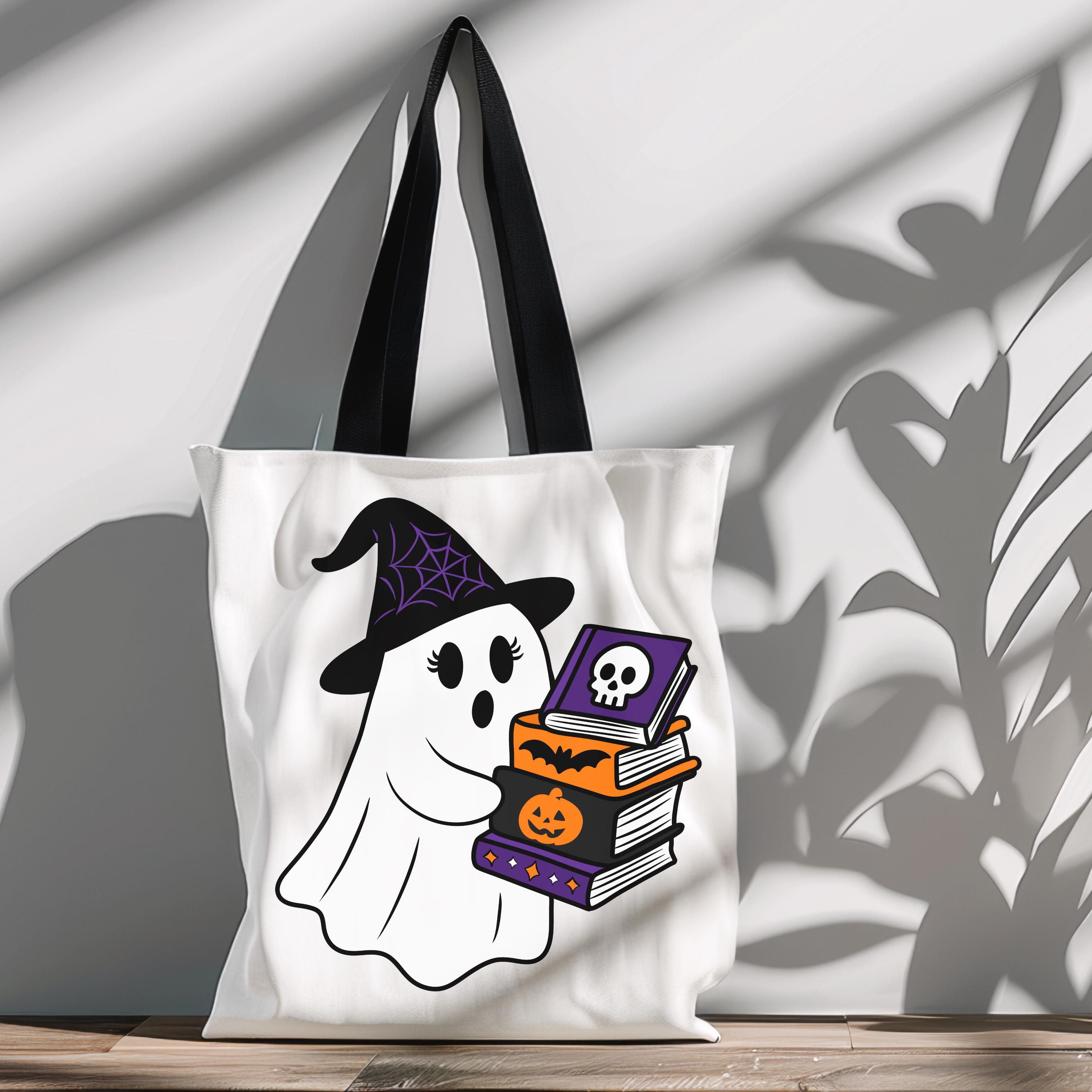 Bookish Halloween Ghost PNG, Book Lover Spooky Season Kindle Sticker ...