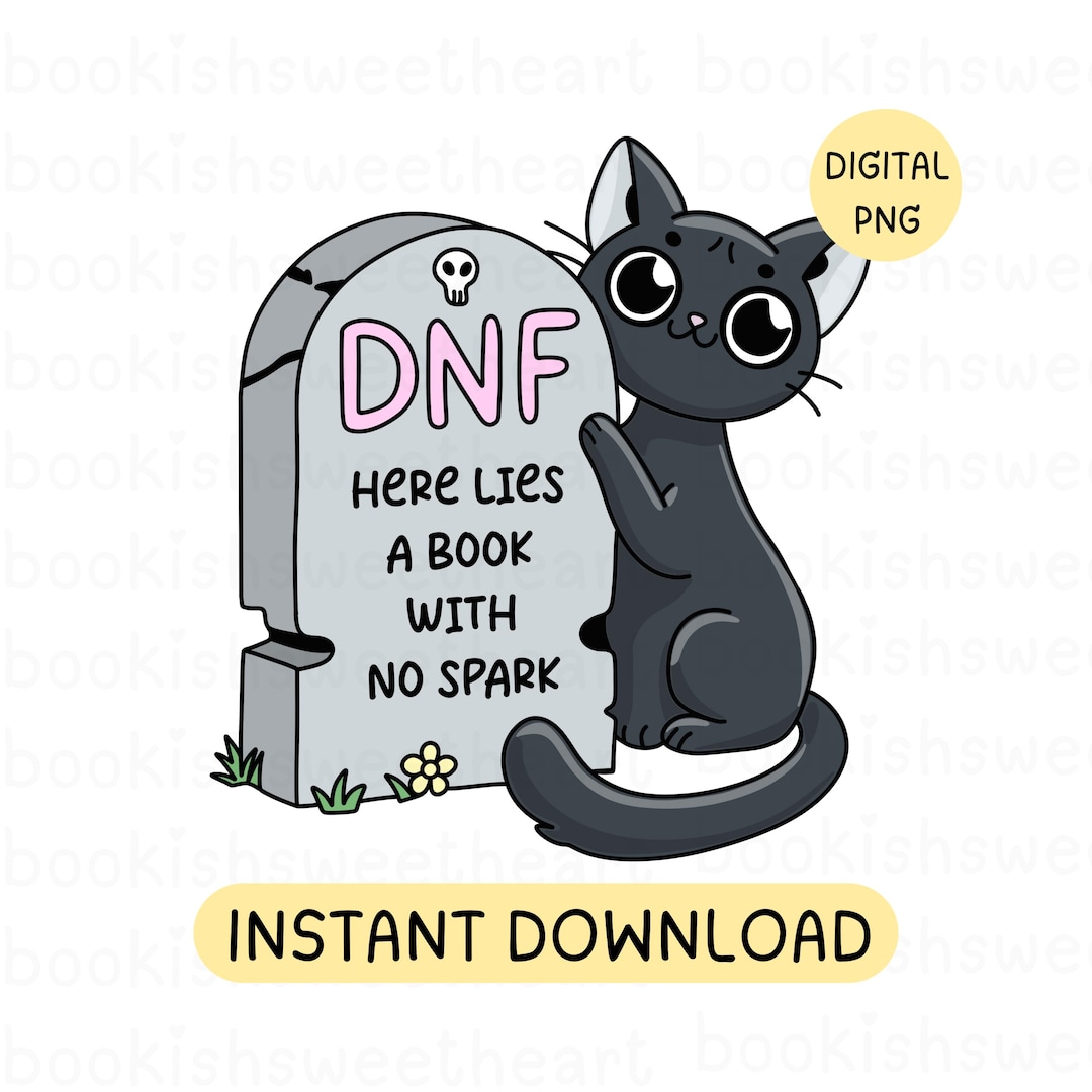 DNF Book Cat PNG File, Cute Trendy Bookish Cat Design for T-shirts ...
