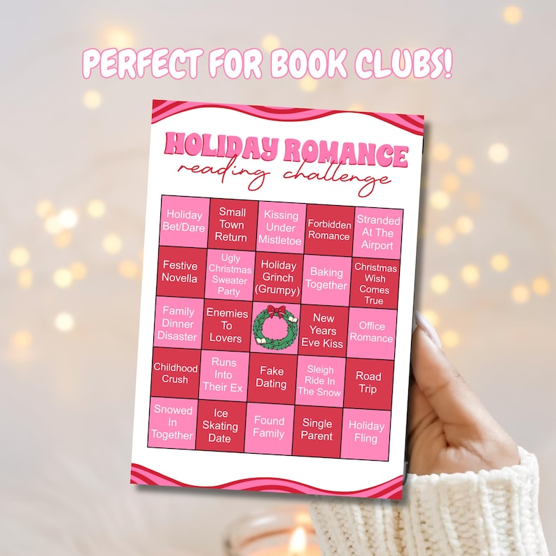 Christmas Romance Book Bingo Printable, Holiday Reading Challenge TBR ...