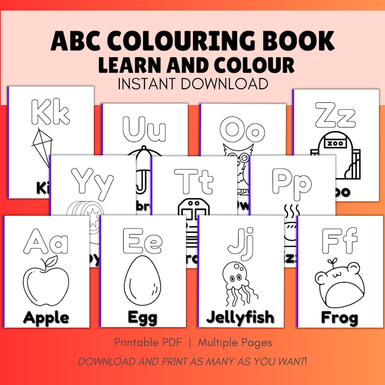 ABC Colouring Book, Alphabet Colouring Sheets - Etsy