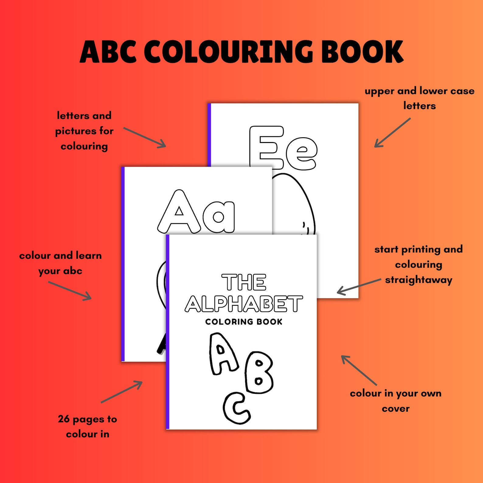 ABC Colouring Book, Alphabet Colouring Sheets - Etsy