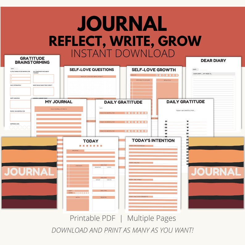 Journal, Mood Tracker, Gratitude Journal, Diary, Bucket List Journal - Etsy