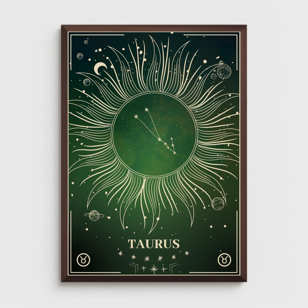 Taurus Zodiac Art Print - Astrology Wall Art - Celestial Constellation ...