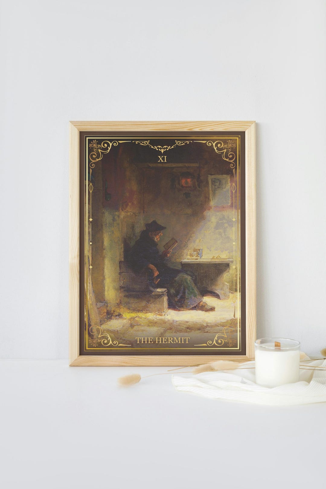 The Hermit Tarot Card Print – Mystical Celestial Wall Art, Spiritual ...