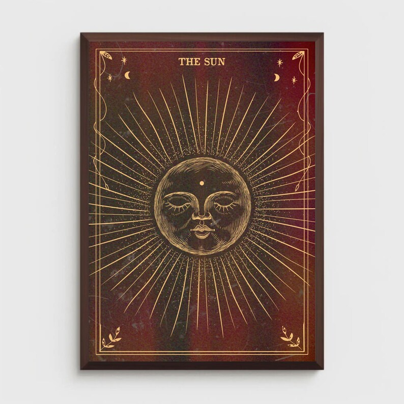 The Sun Tarot Card Print - Printable Tarot Art Poster - Vibrant and ...