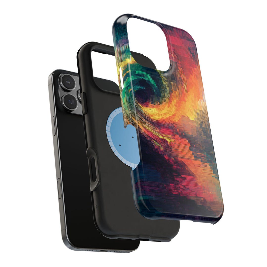Pixel Swirl Magsafe iPhone Case | Glitch Art Vortex Design | Glossy or ...