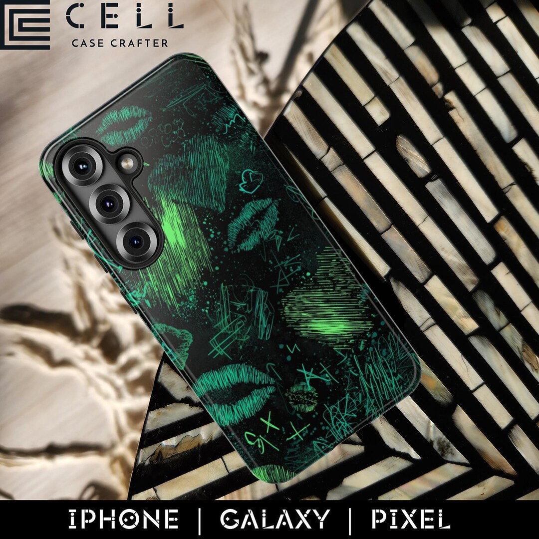 Toxic Kiss Graffiti Phone Case | Neon Green Tough Cover | Punk Rock ...