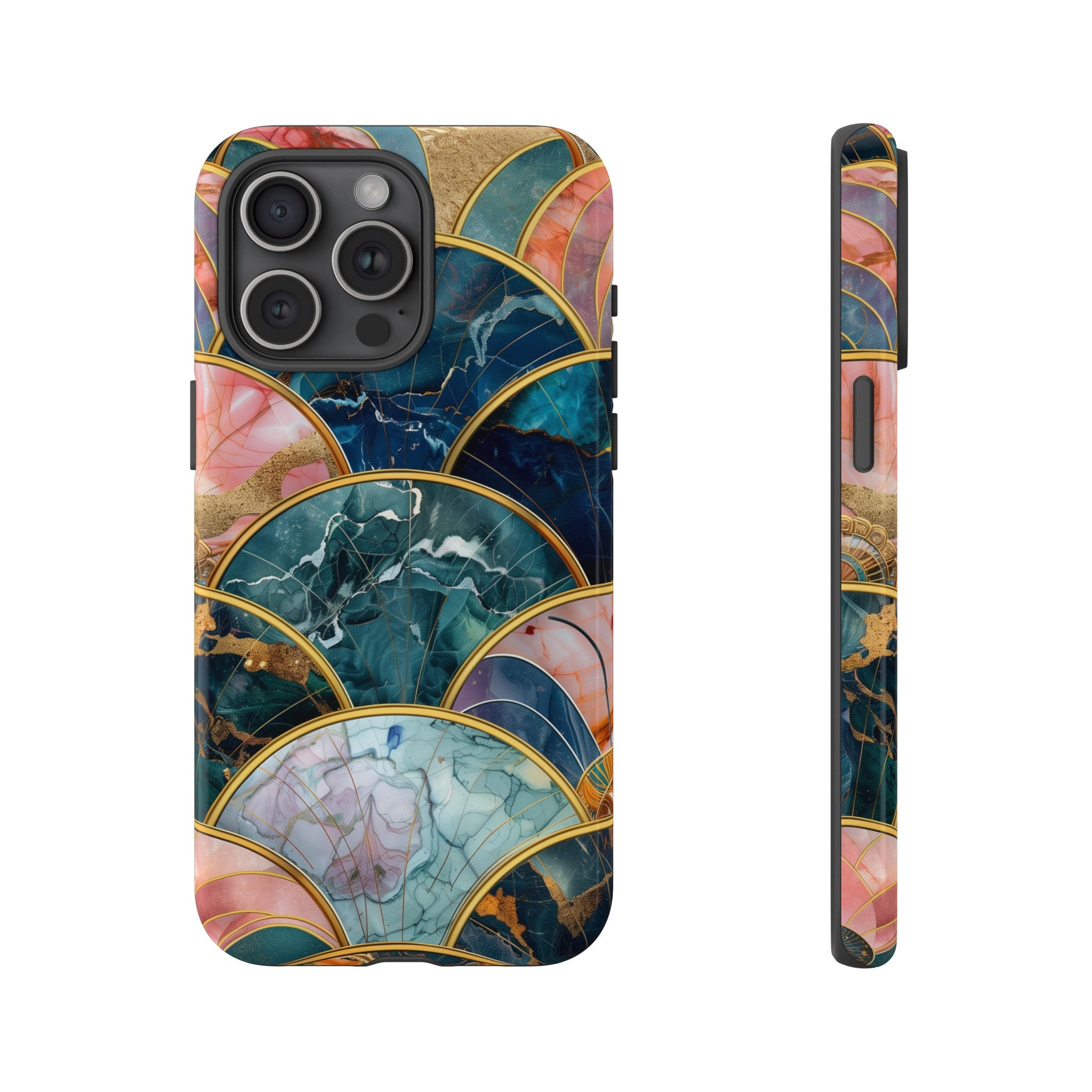 Art Deco Arch Marble Bold Color Tough Phone Case Brass Arches and ...