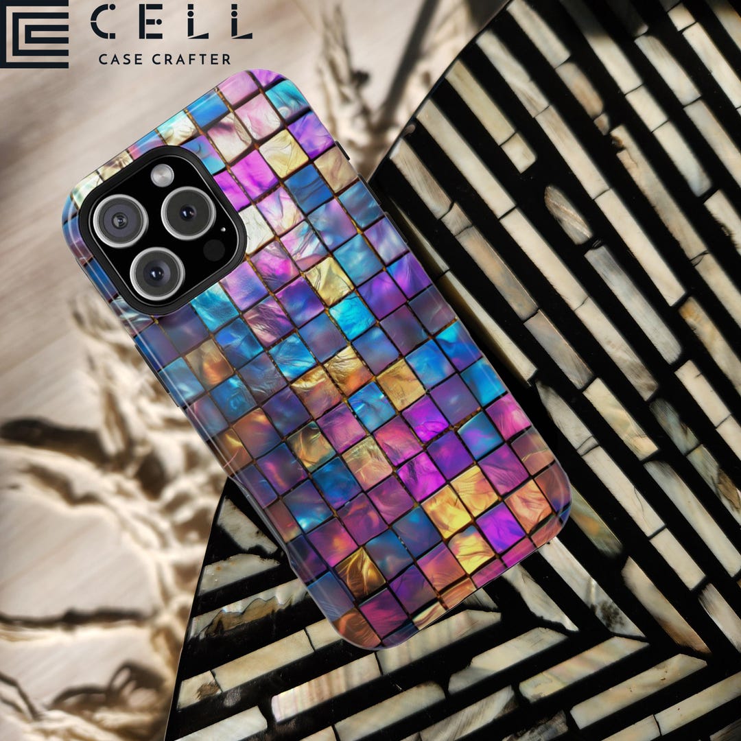 Holographic Jewel Grid Tough Phone Case | Glossy or Matte Finish ...