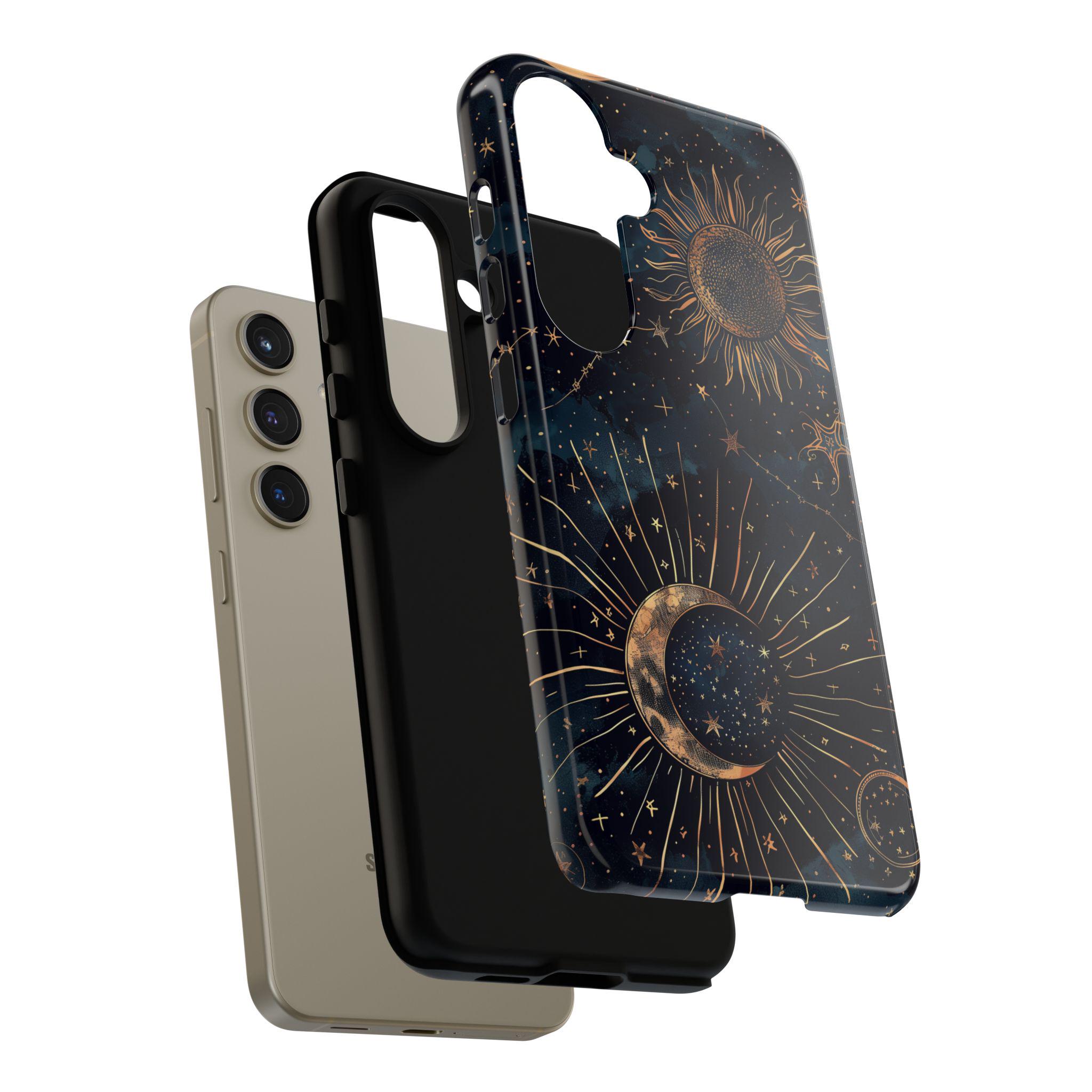 Celestial Sun, Moon, and Star Cluster Tough Phone Case Cosmic Starry ...