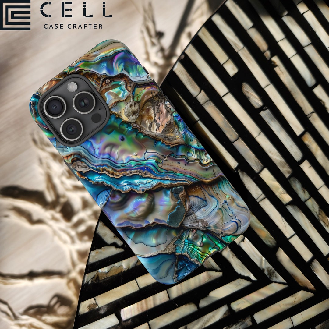 Blue Abalone Mollusk Shell Tough Phone Case Pearlescence Nautical Cover ...