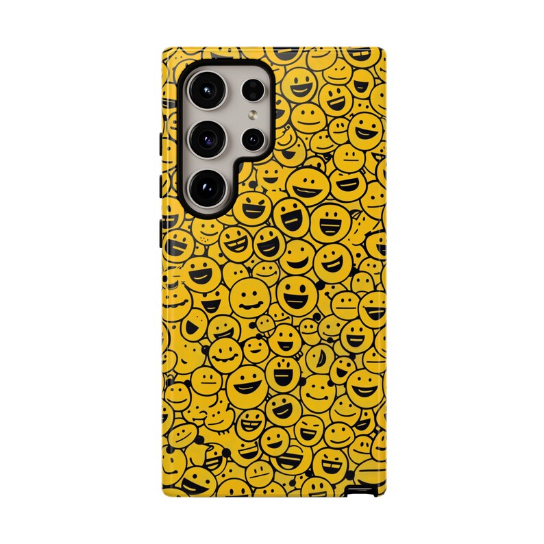 Retro Yellow and Black Happy Face Tough Phone Case Happy Face iPhone 15 ...