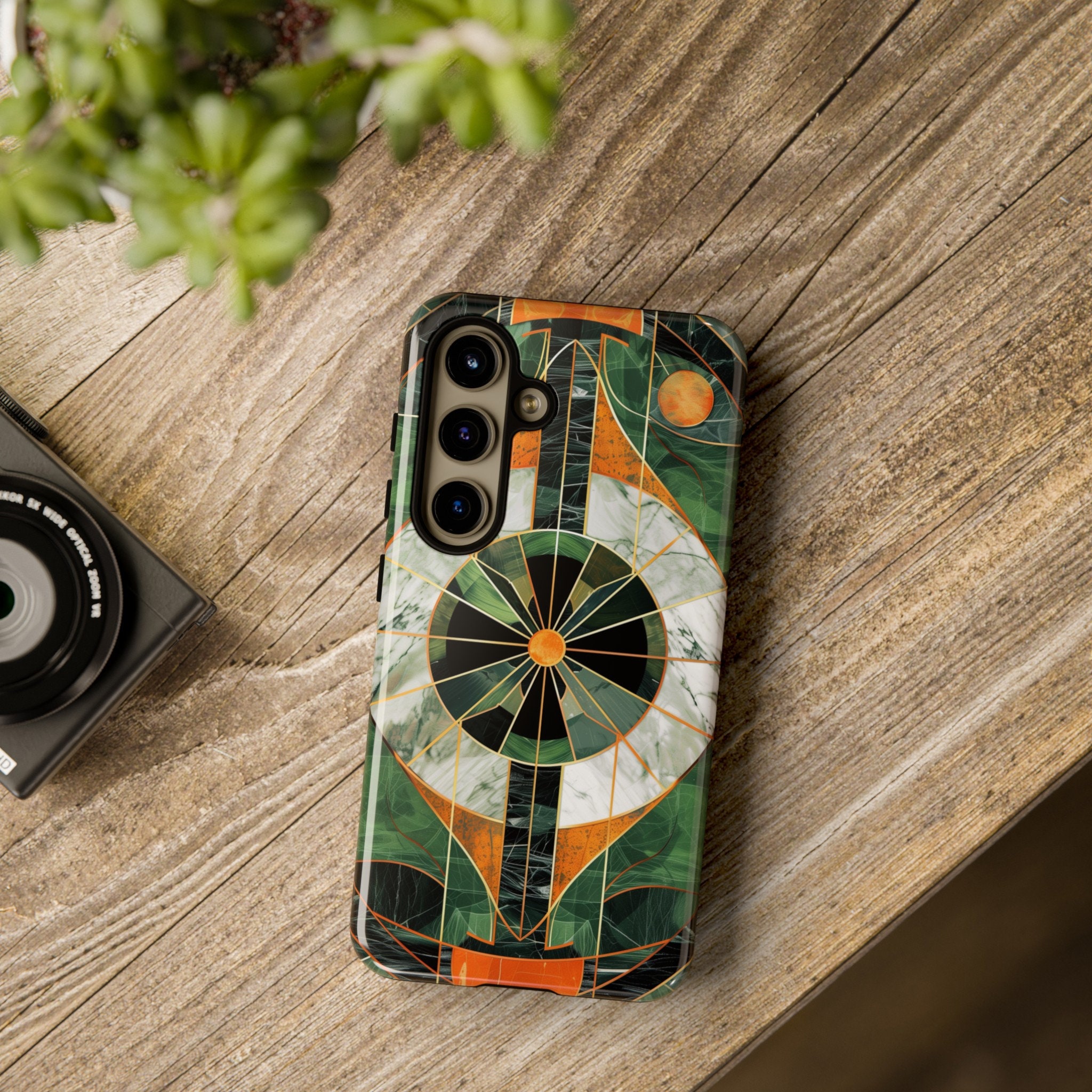 Geometric Art Deco Arch Marble Tough Phone Case Brass Arches and Curves ...