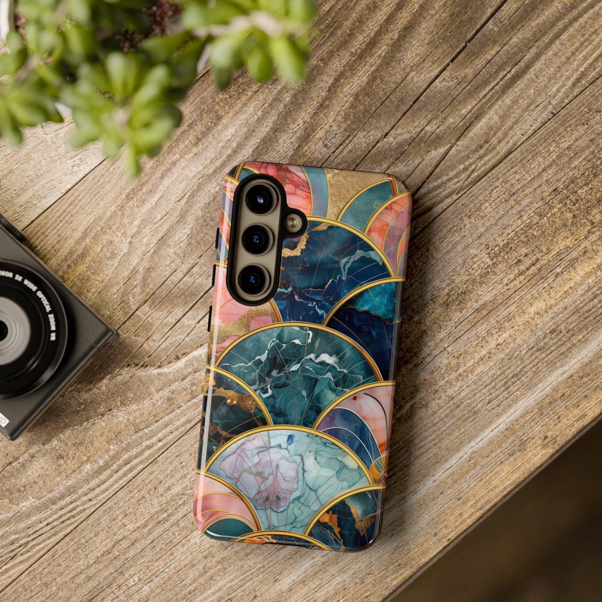 Art Deco Arch Marble Bold Color Tough Phone Case Brass Arches and ...