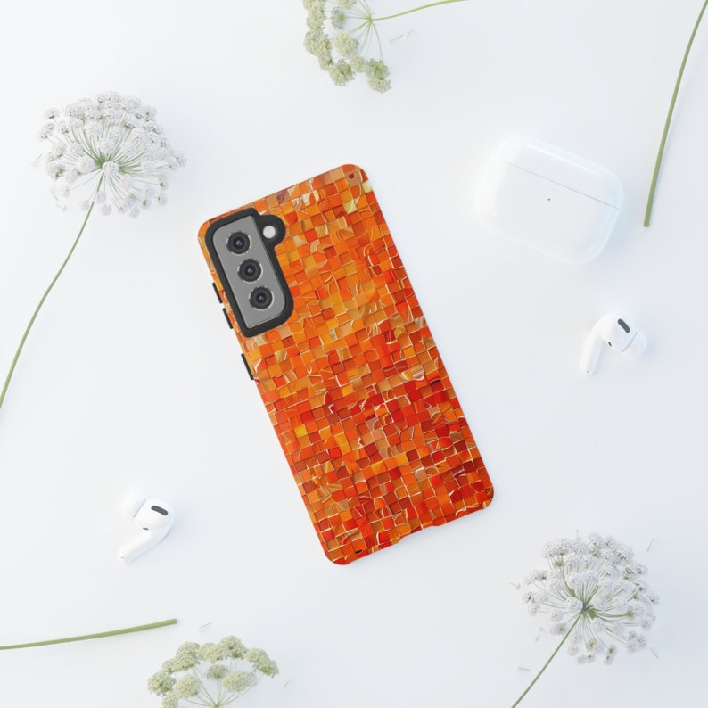 Orange Mosaic iPhone Case | Tough Cover | Retro Abstract Geometric Tile ...