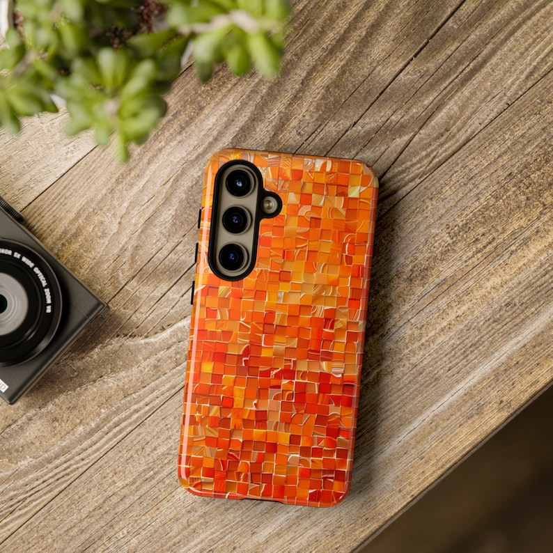 Orange Mosaic iPhone Case | Tough Cover | Retro Abstract Geometric Tile ...
