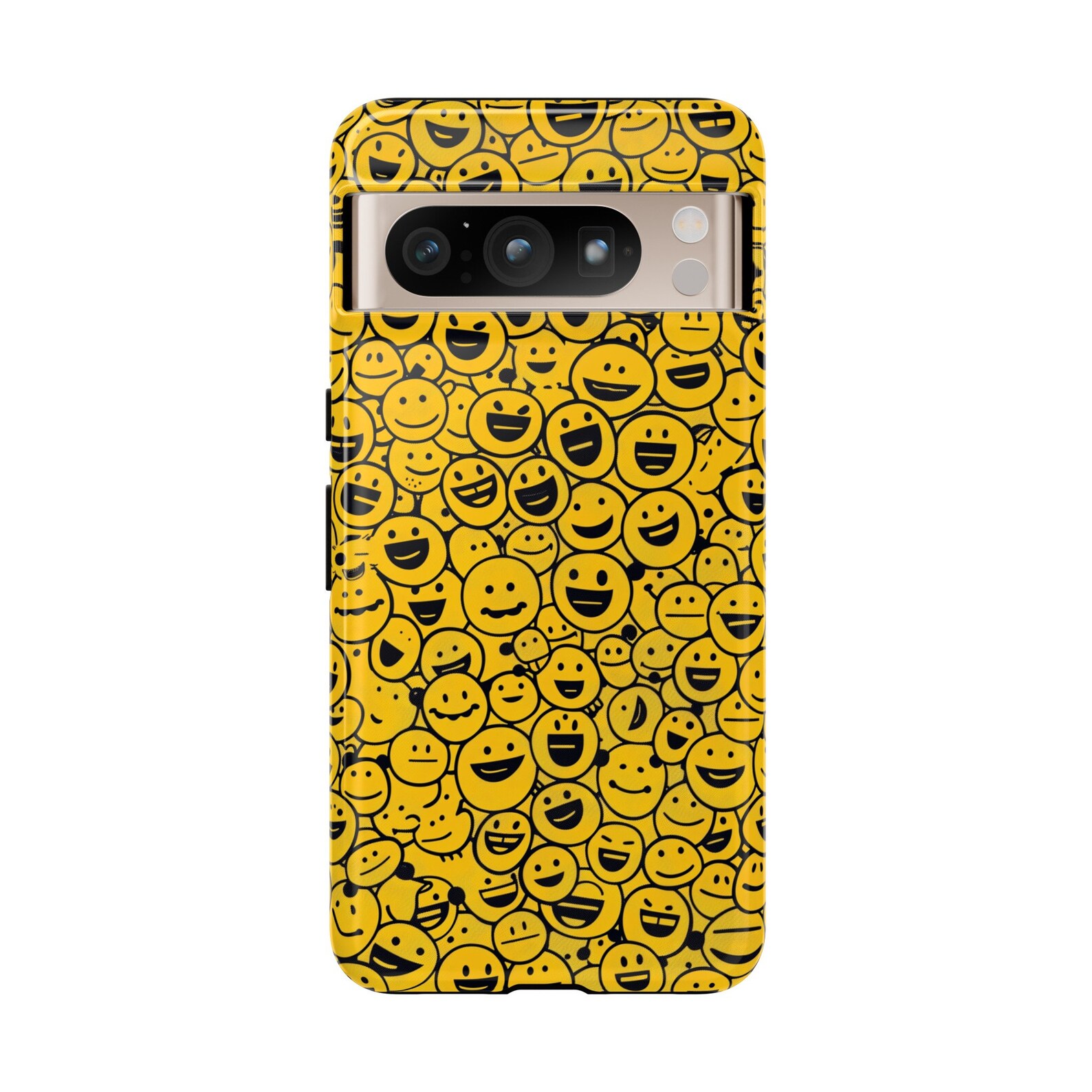 Retro Yellow and Black Happy Face Tough Phone Case Happy Face iPhone 15 ...