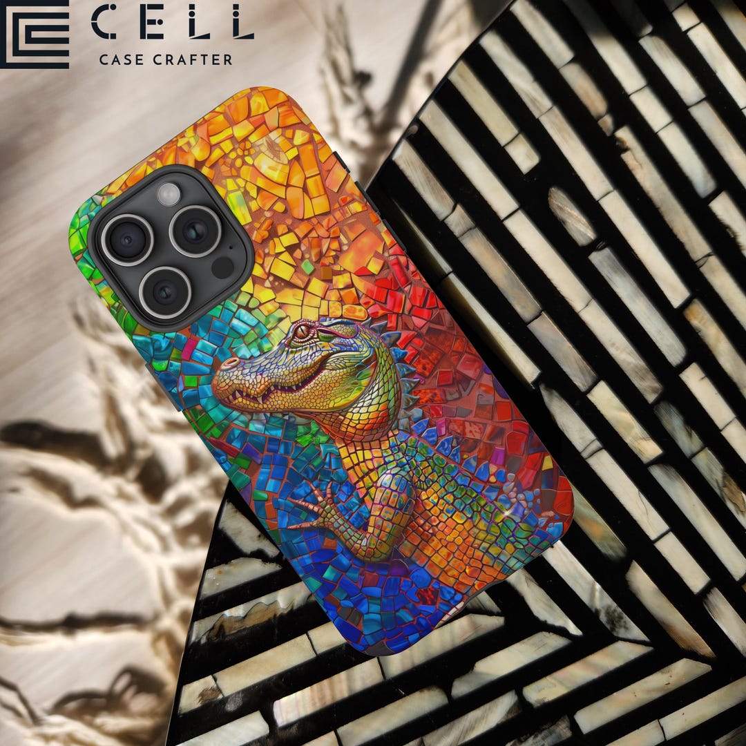 Vibrant Mosaic Alligator Magsafe Tough Phone Case Colorful Vibe ...