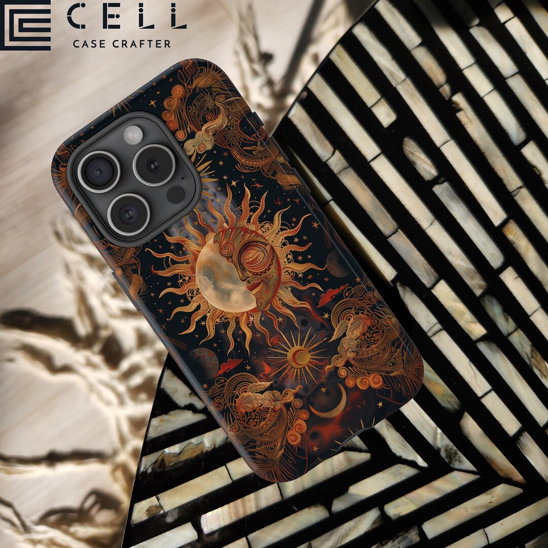 Mythological Sun and Moon Tough Phone Case Cosmic Symbol Cultural Case ...