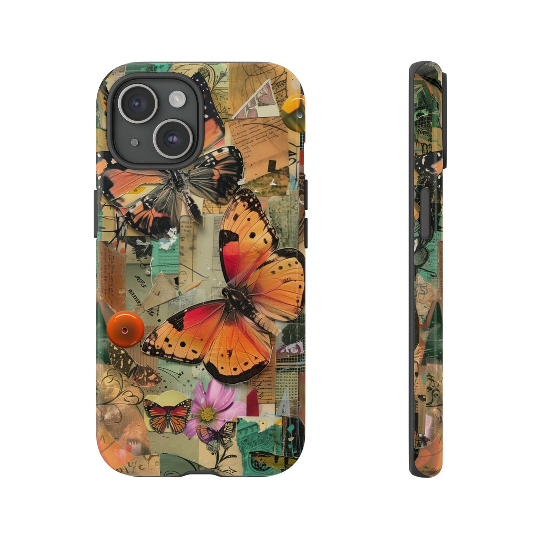 Vintage Butterfly Scrap Collage Phone Cases Retro Stamp Colors 60s 70s ...