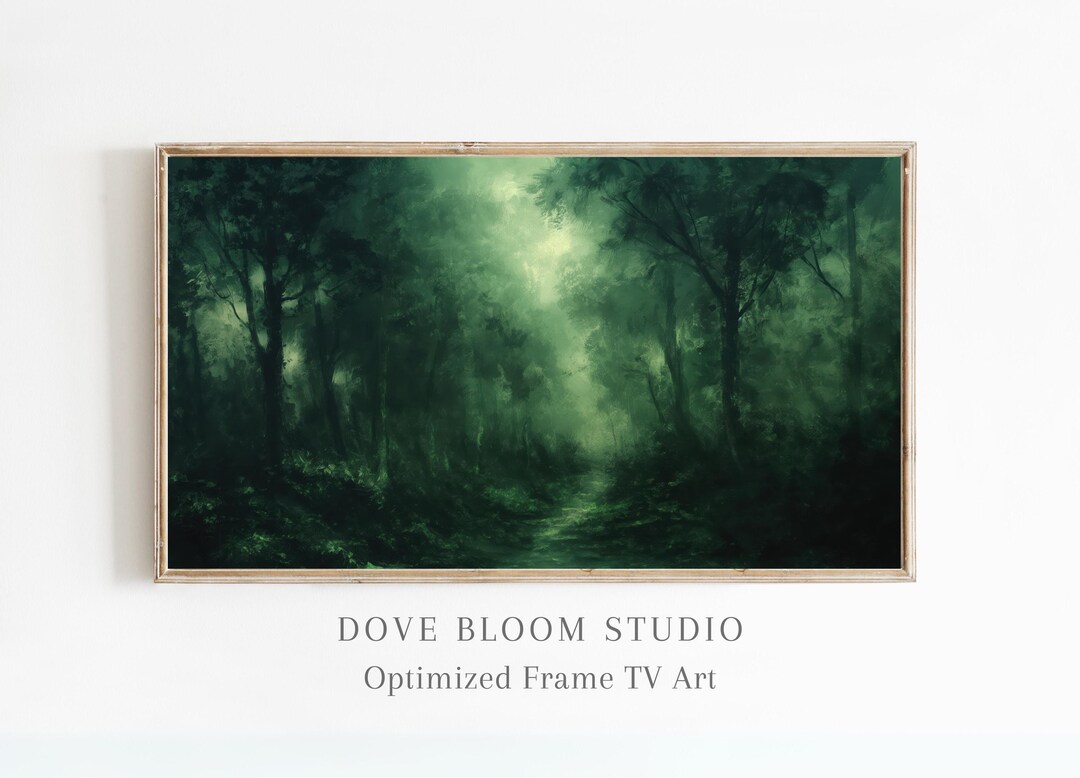 Moody Green Forest FRAME TV Art Digital Download, Dark Moody Forest ...