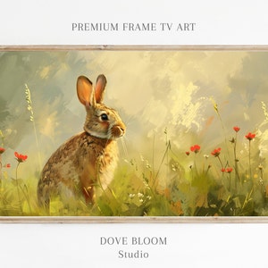 Bunny Spring Vintage Frame TV Art Digital Download, Home Decor Floral ...