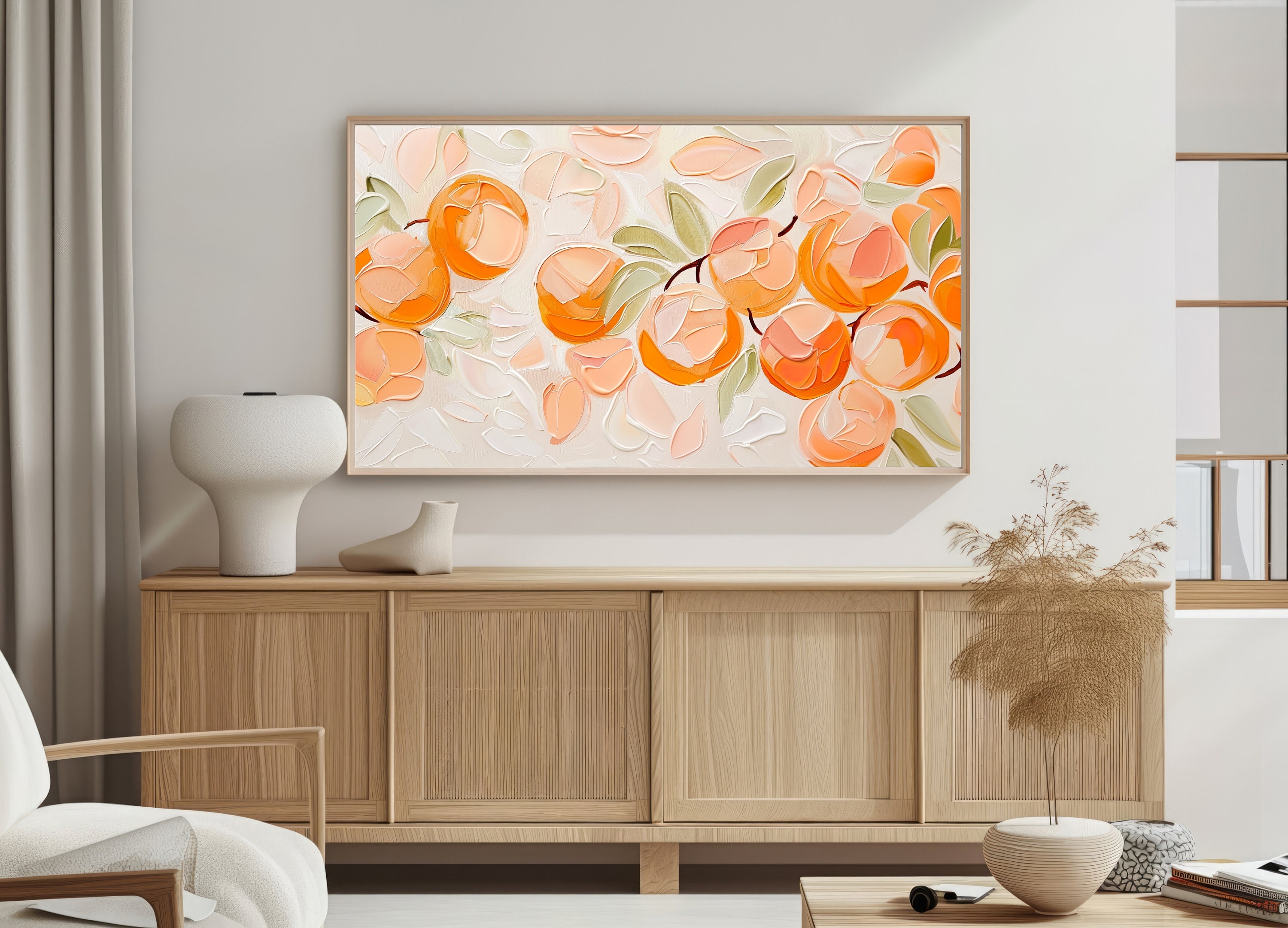 Summer Fruit Textured Frame TV Art Instant Download, Floral Citrus Oil ...