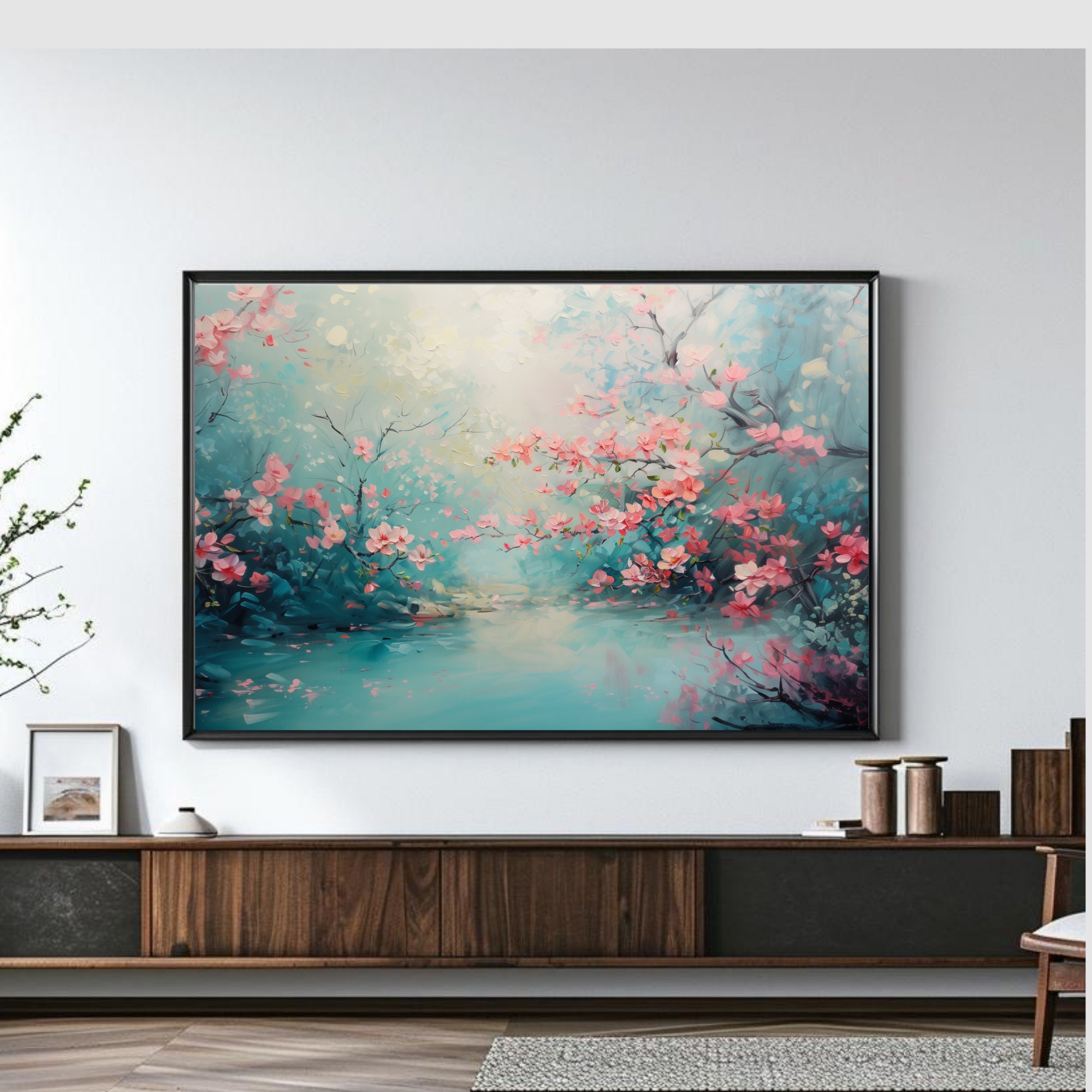 Cherry Blossom FRAME TV Art Digital Download, Floral Sakura Oil ...