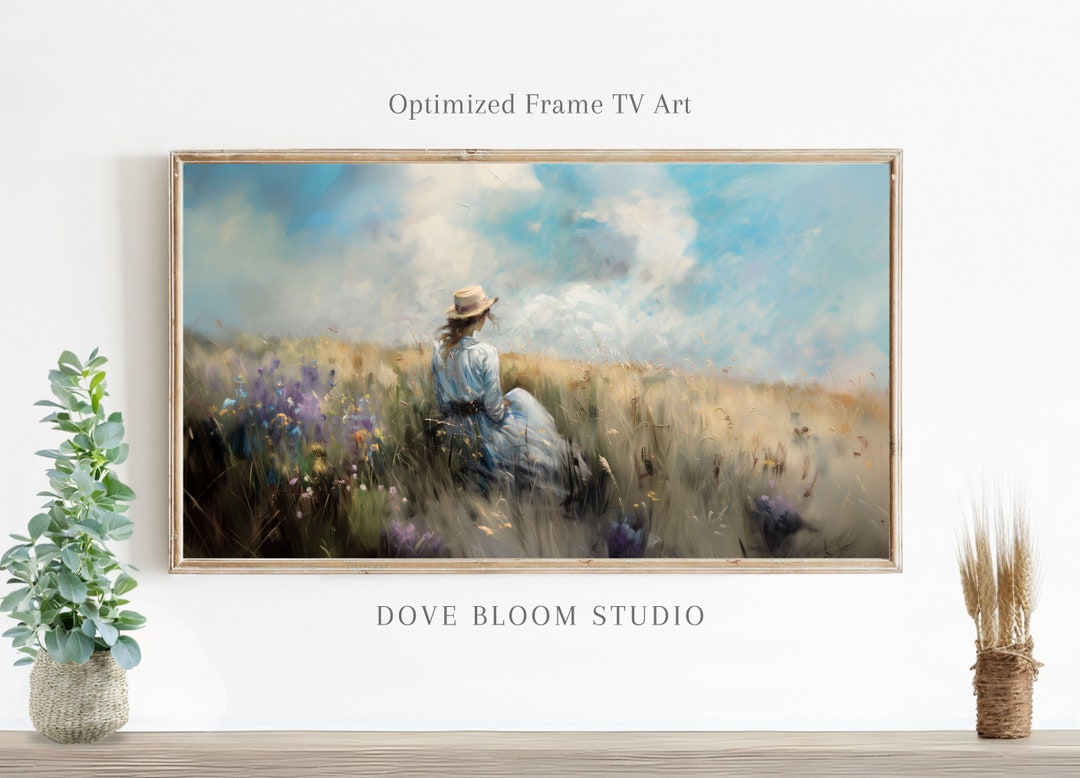 Woman in Wildflower Field FRAME TV Art Digital Download, Farmhouse ...