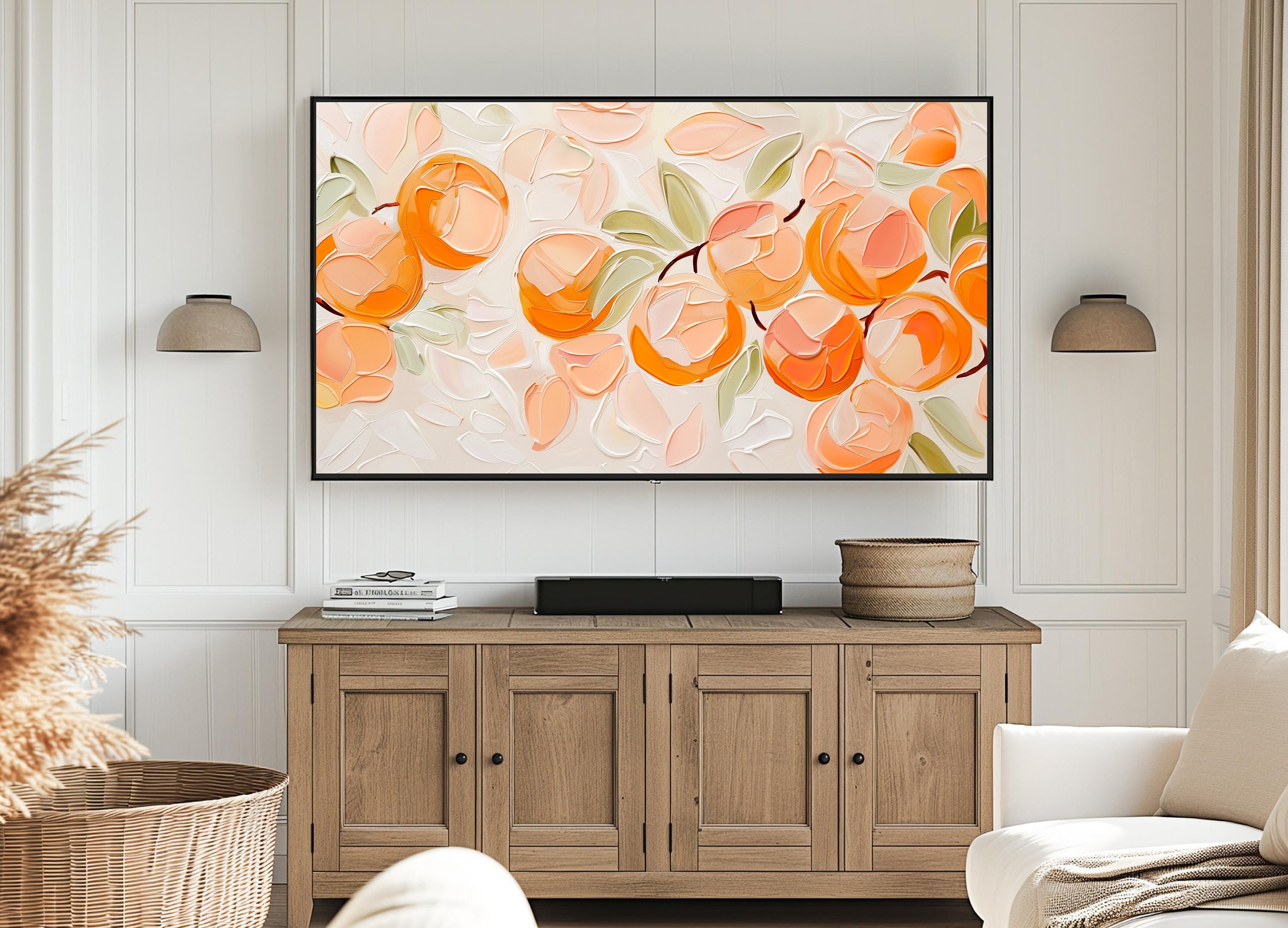 Summer Fruit Textured Frame TV Art Instant Download, Floral Citrus Oil ...