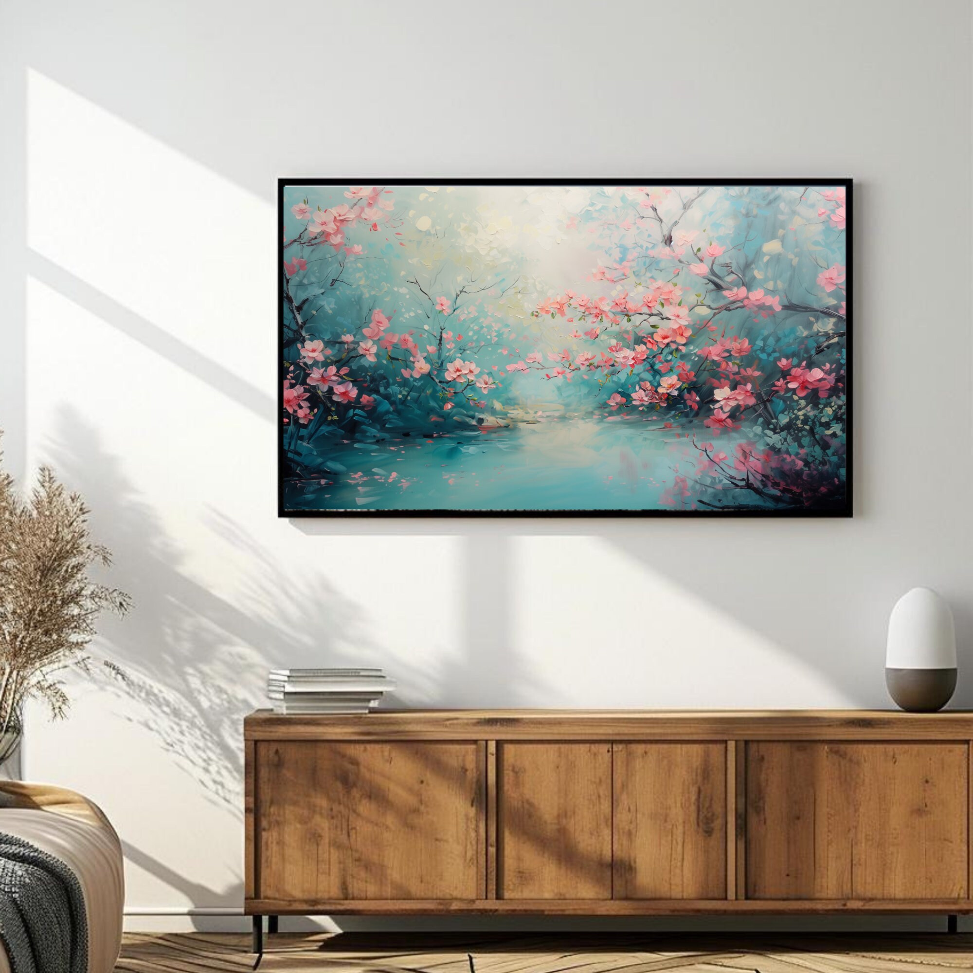 Cherry Blossom FRAME TV Art Digital Download, Floral Sakura Oil ...