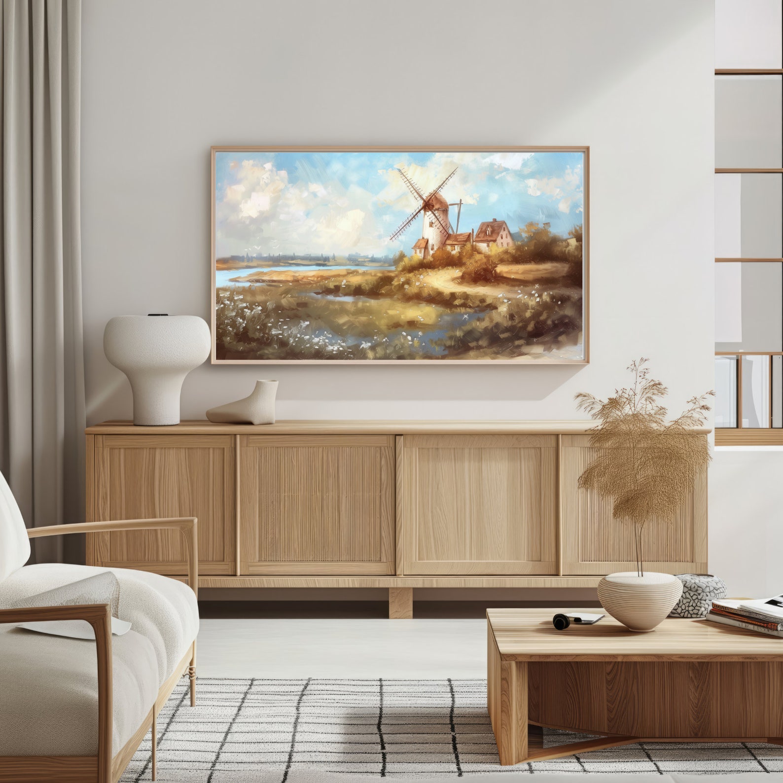 Country Windmill FRAME TV Art Digital Download, Neutral Farmhouse Decor ...