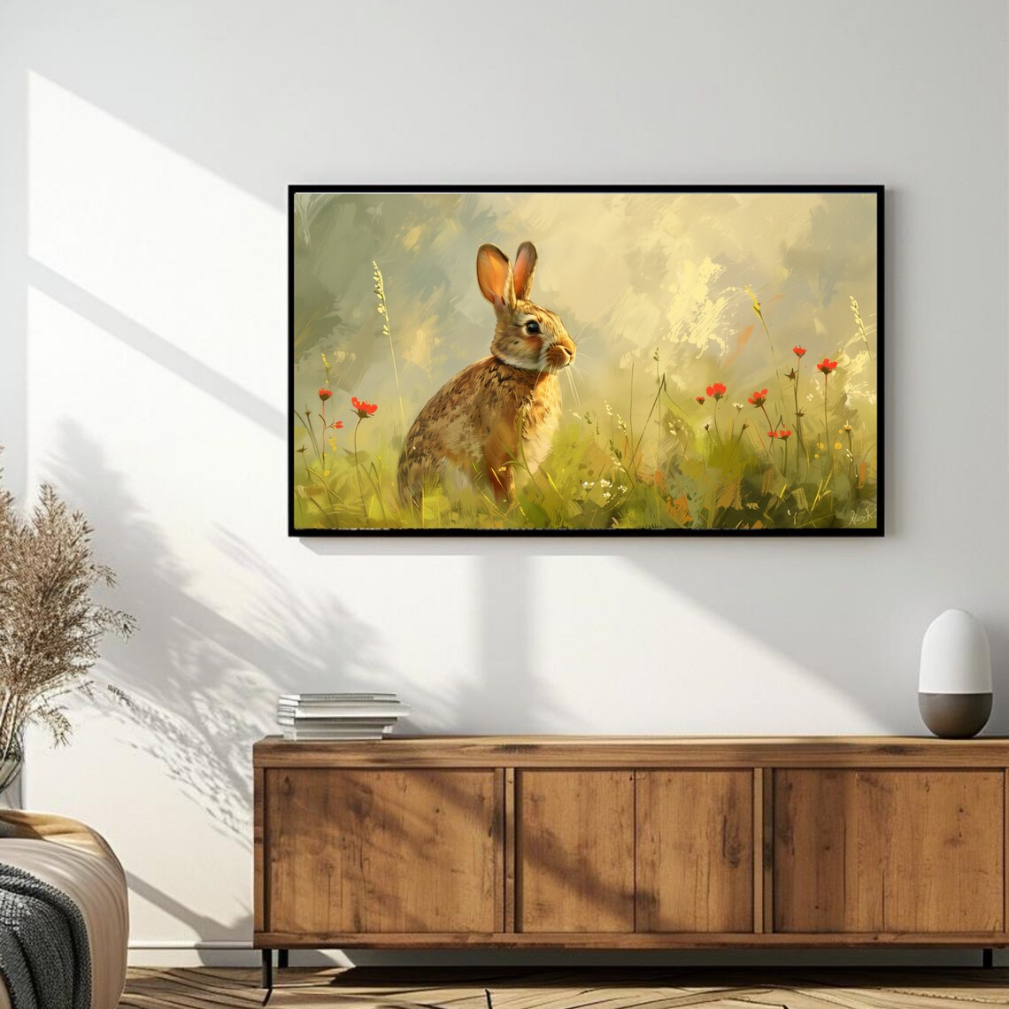 Bunny Spring Vintage Frame TV Art Digital Download, Home Decor Floral ...