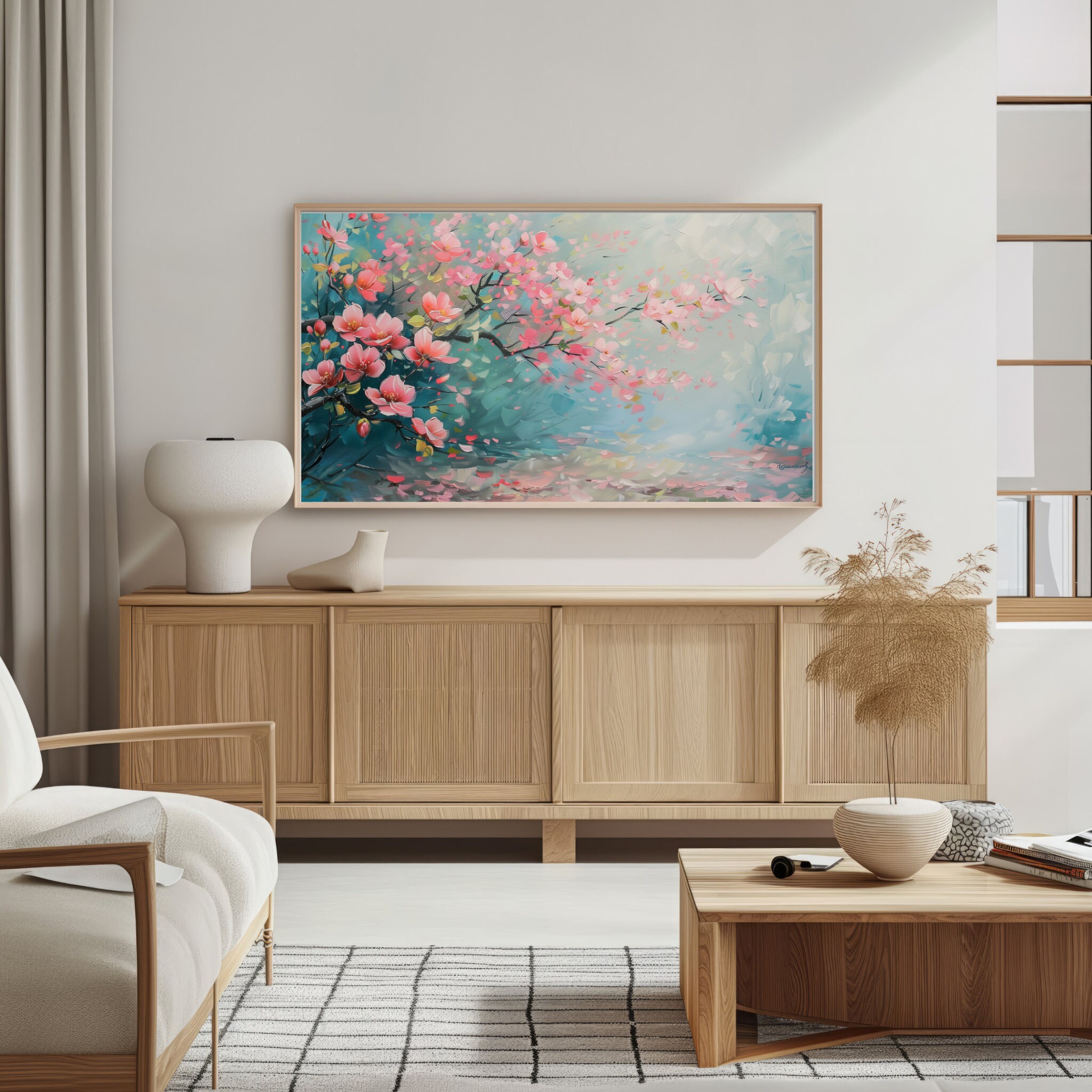 Cherry Blossom Spring FRAME TV Art Digital Download, Floral Sakura Oil ...