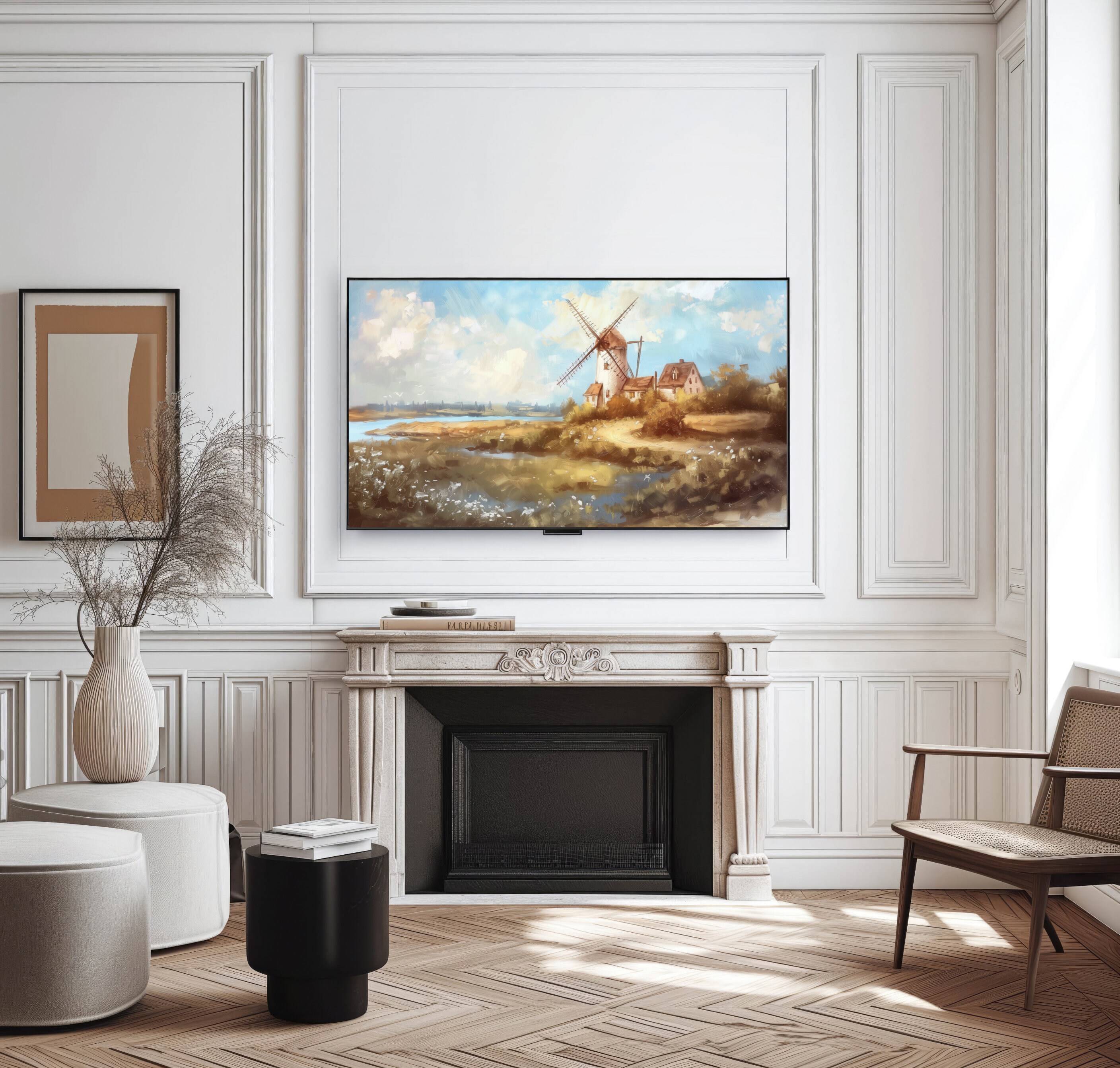 Country Windmill FRAME TV Art Digital Download, Neutral Farmhouse Decor ...