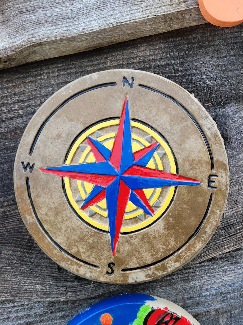 Compass Rose Maritime Nautical Garden Stepping Stone Wall Hanging Patio ...