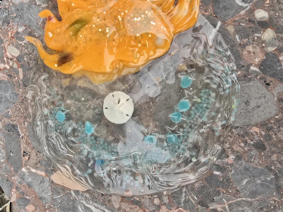 Handmade Epoxy Glow in Dark Moon and Sun Made With Beach Glass and Sea ...
