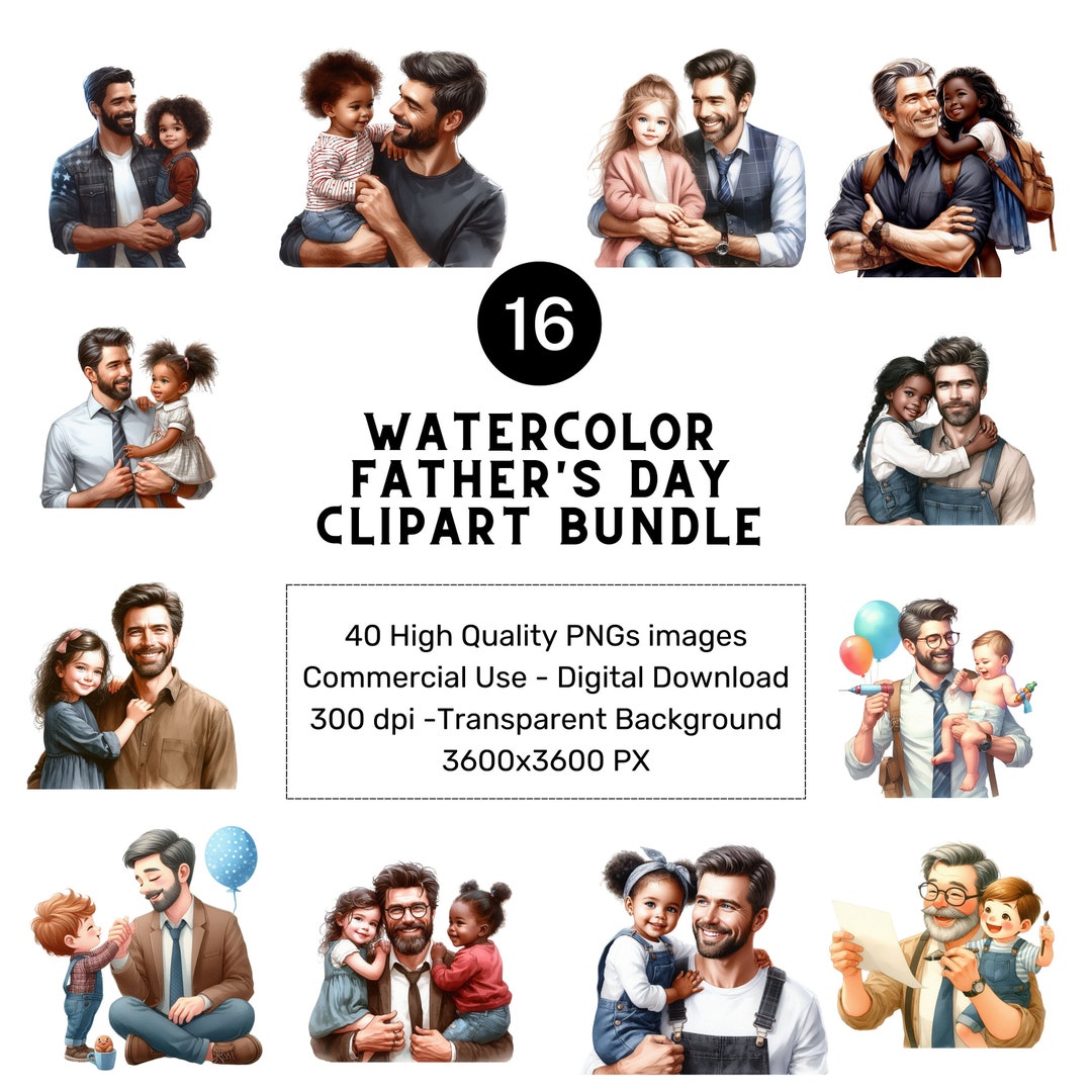 Happy Father's Day Clipart Bundle, Father's Day PNG Graphics, Father's ...