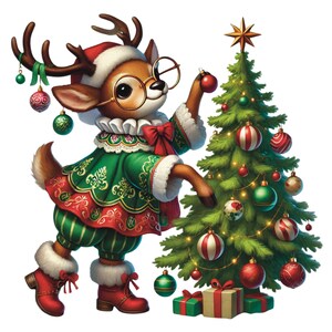 17 Cute Reindeer PNG Clipart Set, Christmas Deer, Watercolor Santa ...