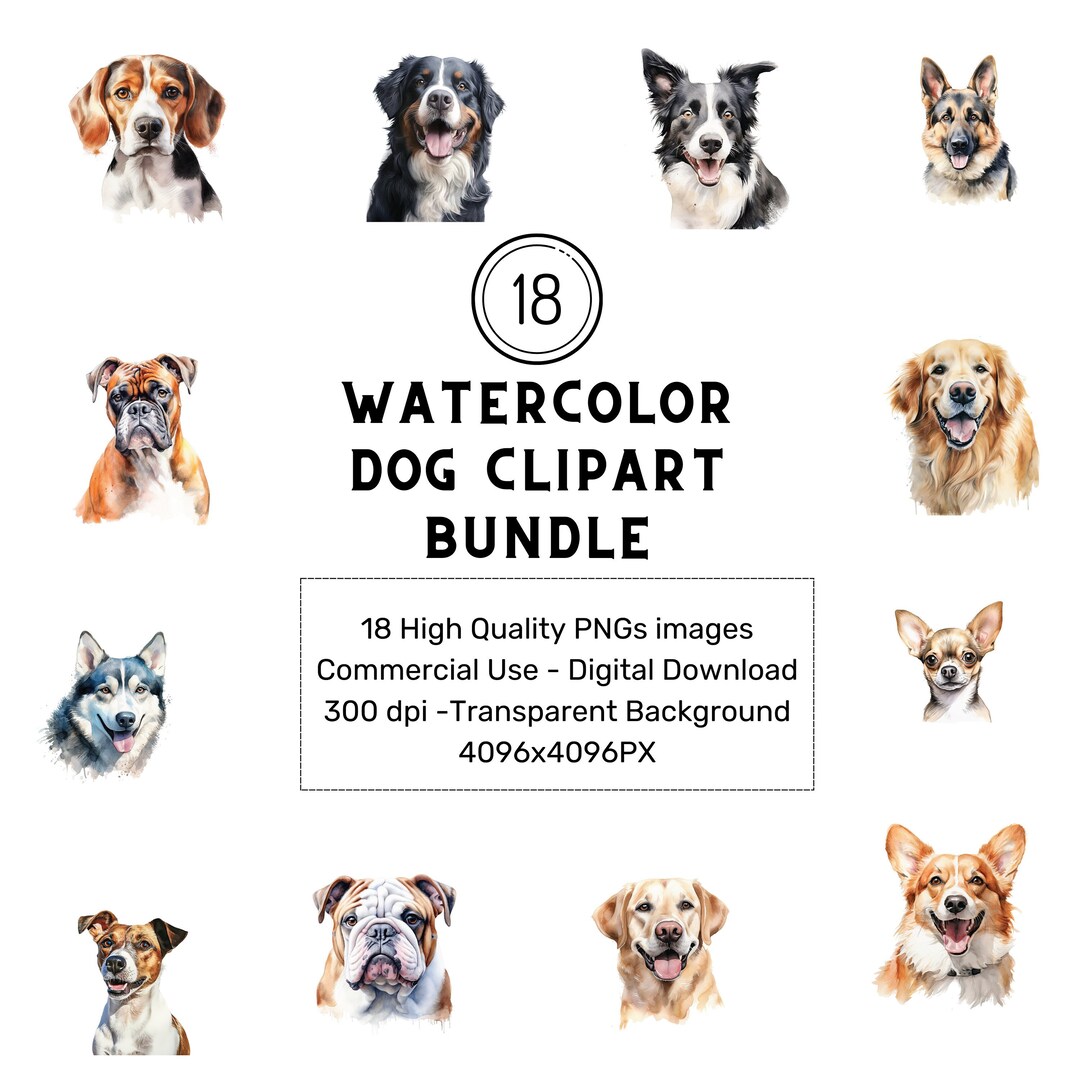 18 Dogs T-shirt Design Bundle Dog Breeds Clipart Bundle Cute Dogs Png ...